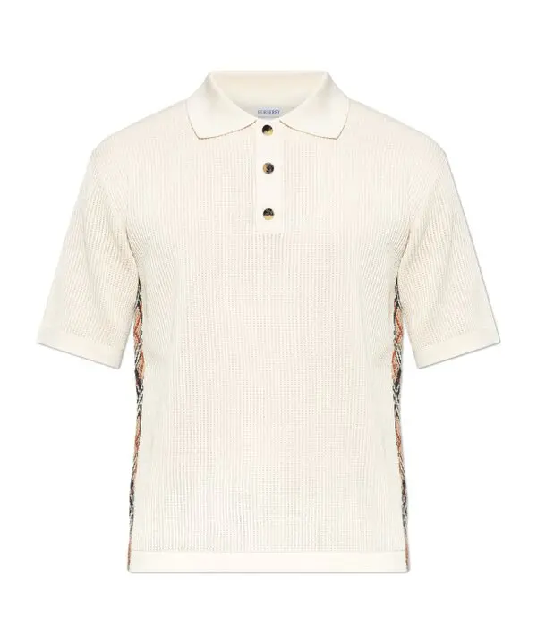 Burberry Checked Ribbed Short Sleeve Polo Shirt