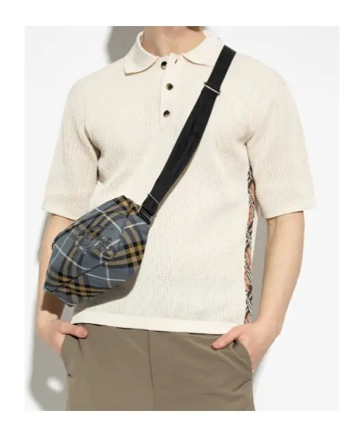 Burberry Checked Ribbed Short Sleeve Polo Shirt