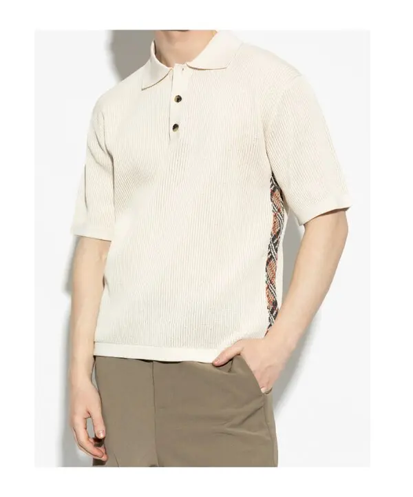 Burberry Checked Ribbed Short Sleeve Polo Shirt