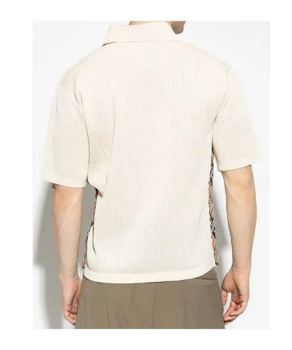 Burberry Checked Ribbed Short Sleeve Polo Shirt