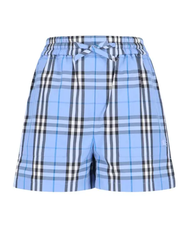 Burberry Checked Drawstring Shorts - Blue