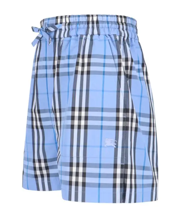Burberry Checked Drawstring Shorts - Blue