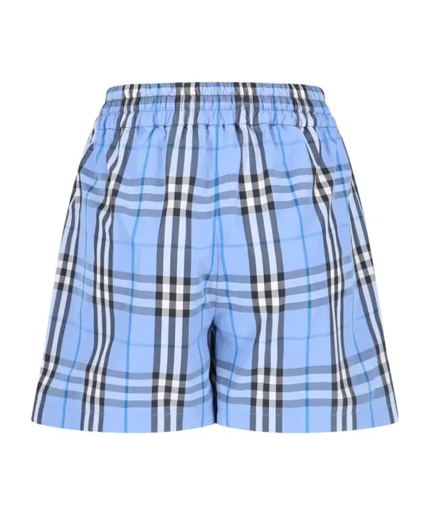 Burberry Checked Drawstring Shorts - Blue