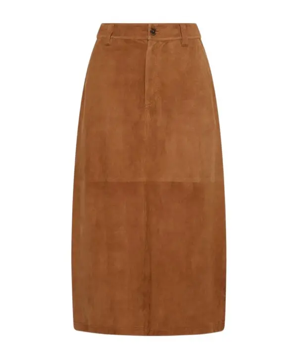 Marella Belted A-line Suede Skirt
