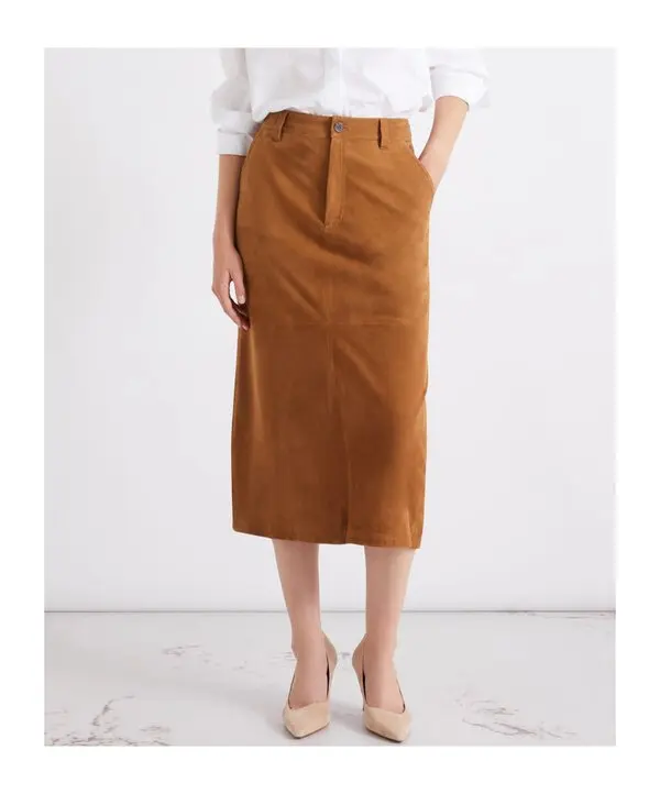 Marella Belted A-line Suede Skirt