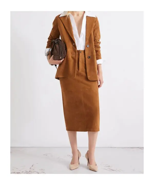 Marella Belted A-line Suede Skirt