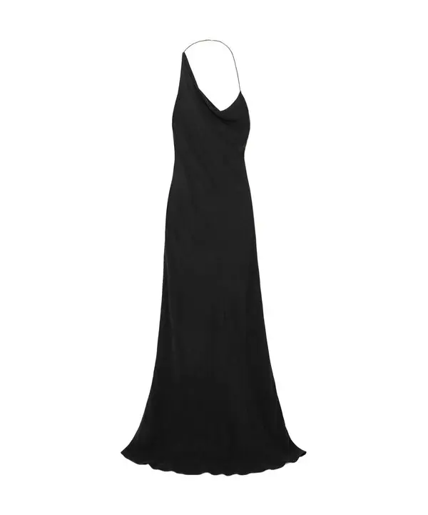 ST. AGNI Asymmetrical Pleated Twill Maxi Skirt - Black