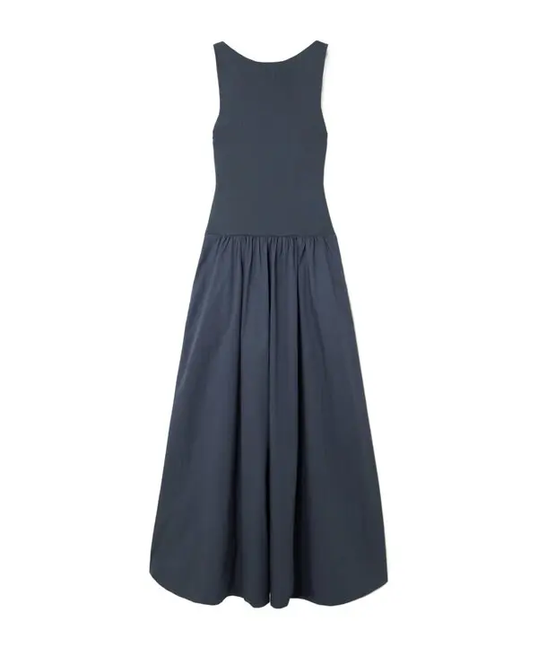 ST. AGNI Sleeveless Backless Maxi Dress With Cotton Poplin Skirt