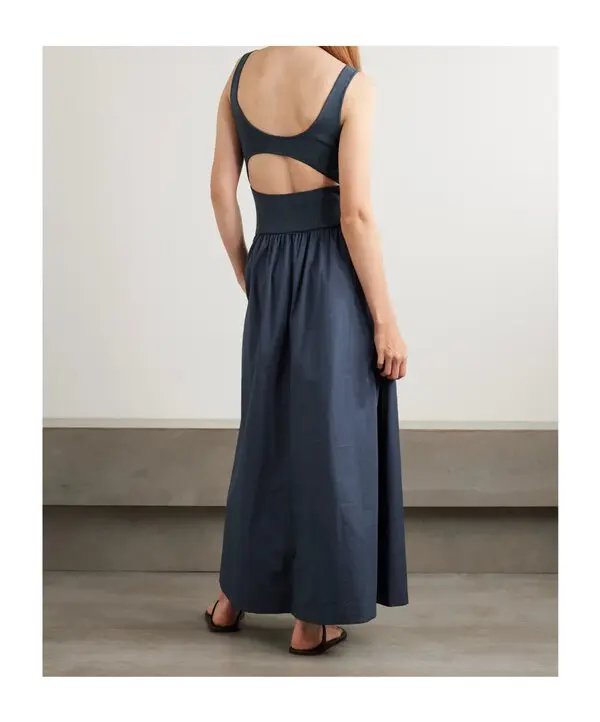 ST. AGNI Sleeveless Backless Maxi Dress With Cotton Poplin Skirt