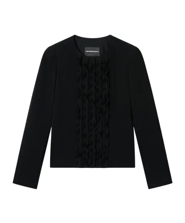 Emporio Armani Ruffled Front Jacket - Black