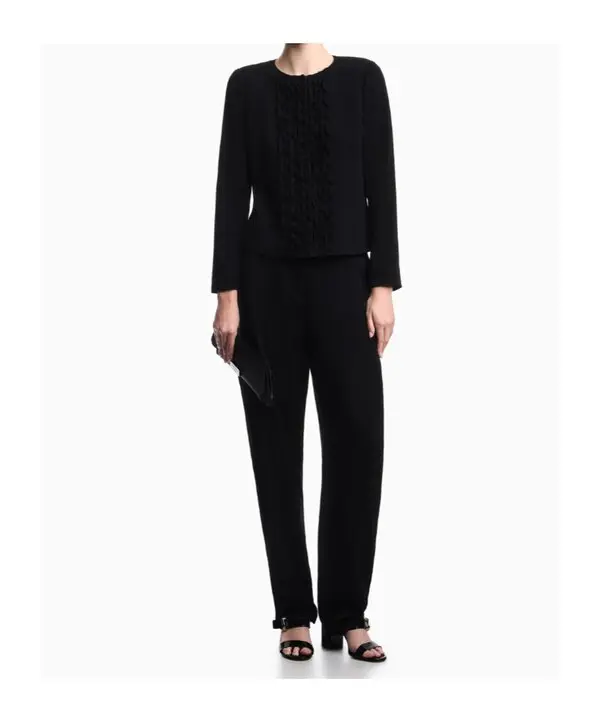 Emporio Armani Ruffled Front Jacket - Black