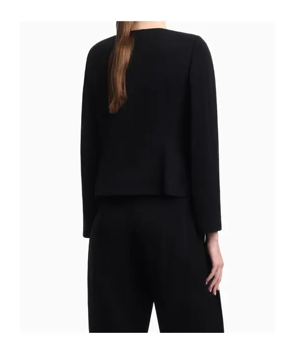 Emporio Armani Ruffled Front Jacket - Black