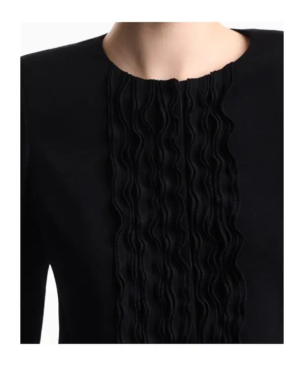 Emporio Armani Ruffled Front Jacket - Black