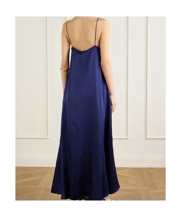 ANINE BING Mae Silk Satin Maxi Dress - Blue
