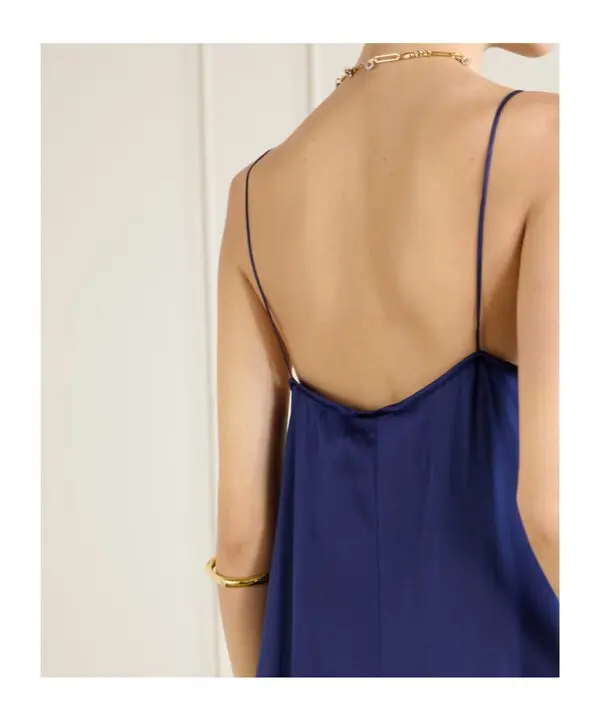 ANINE BING Mae Silk Satin Maxi Dress - Blue