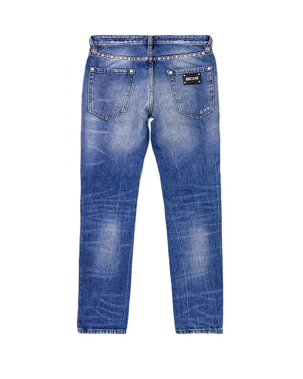 Just Cavalli Ripped Detail Straight Leg Jeans