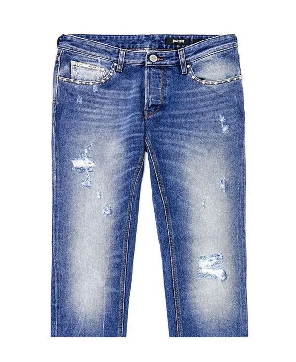Just Cavalli Ripped Detail Straight Leg Jeans