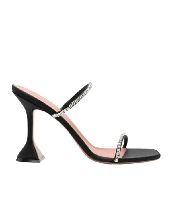 Amina Muaddi Gilda Crystal Embellished Sandals - Black
