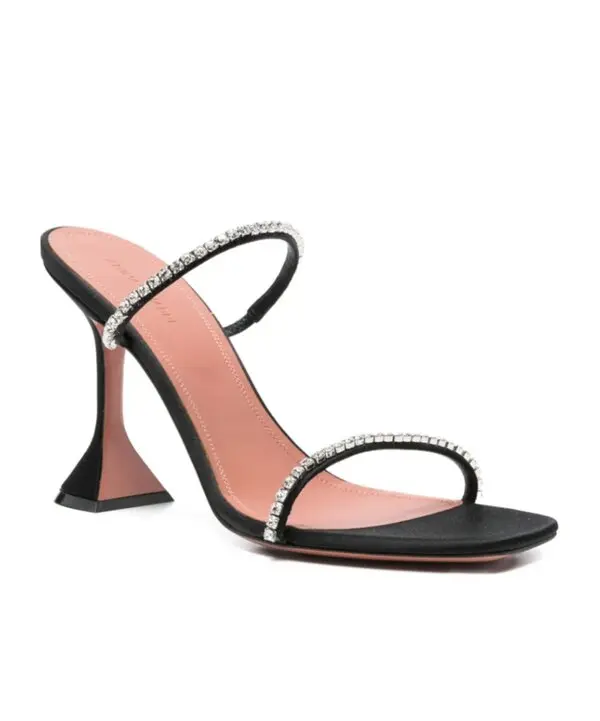 Amina Muaddi Gilda Crystal Embellished Sandals - Black
