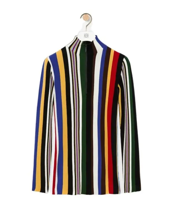 Loewe Striped Zip-up Turtleneck Top - Multicolor
