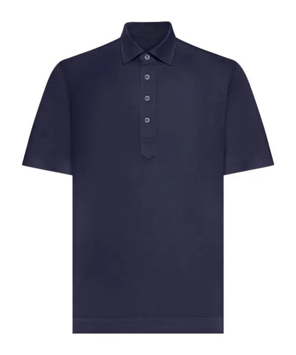 Zegna Buttoned Straight Hem Polo Shirt - Black