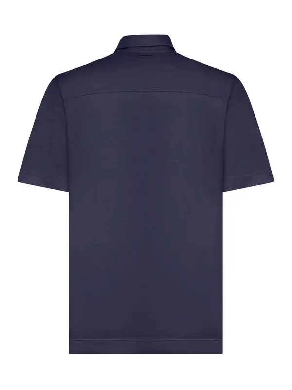 Zegna Buttoned Straight Hem Polo Shirt - Black