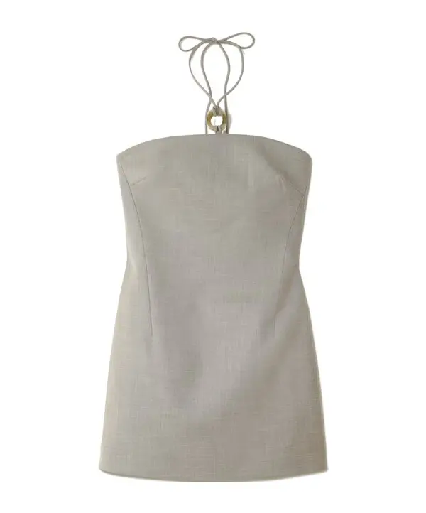 SIR. Solene Embellished Woven Halterneck Mini Dress - Gray