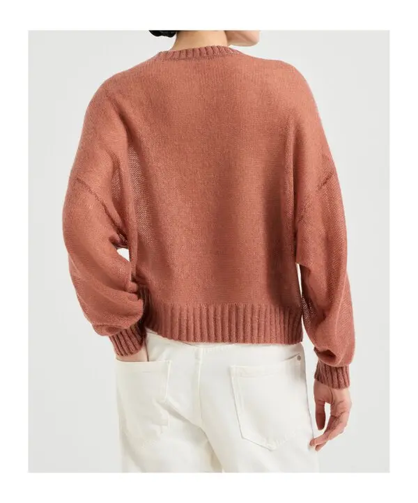 Brunello Cucinelli Sheer Crew-neck Knitted Sweater