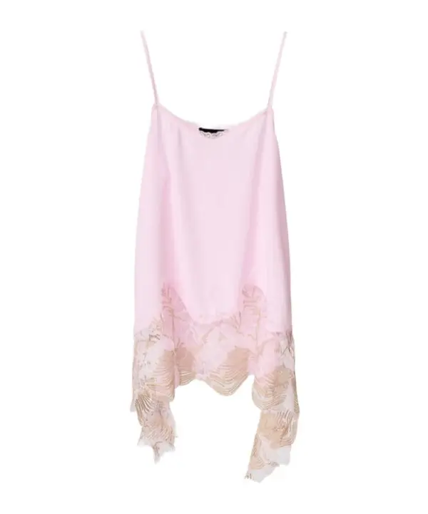 Fabiana Filippi Spaghetti Strap Lace Trim Top
