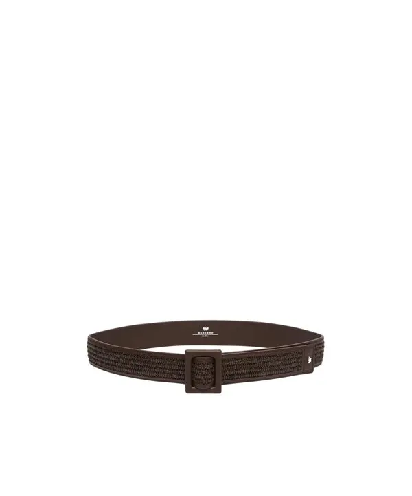 Max Mara Square-buckle Woven Belt - Dark Brown