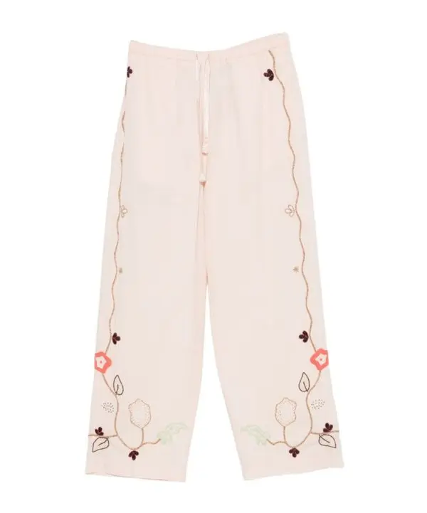 FORTE_FORTE Floral-embroidered Trousers - White