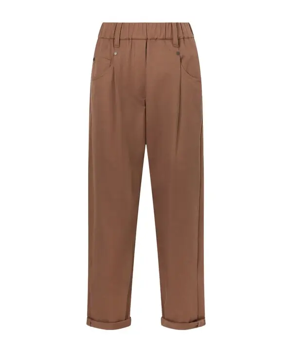 Brunello Cucinelli Belt Loop Tapered Leg Trousers - Brown