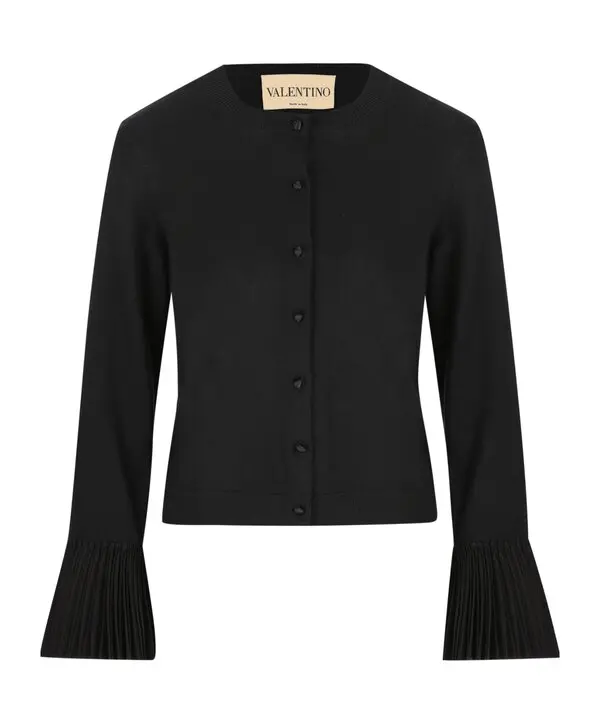 Valentino Garavani Pleated Cuff Buttoned Cardigan