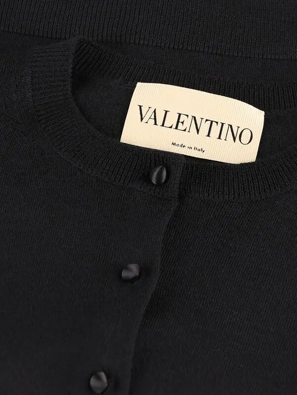 Valentino Garavani Pleated Cuff Buttoned Cardigan