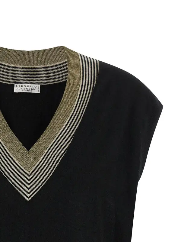 Brunello Cucinelli Sleeveless V-neck Knit Top