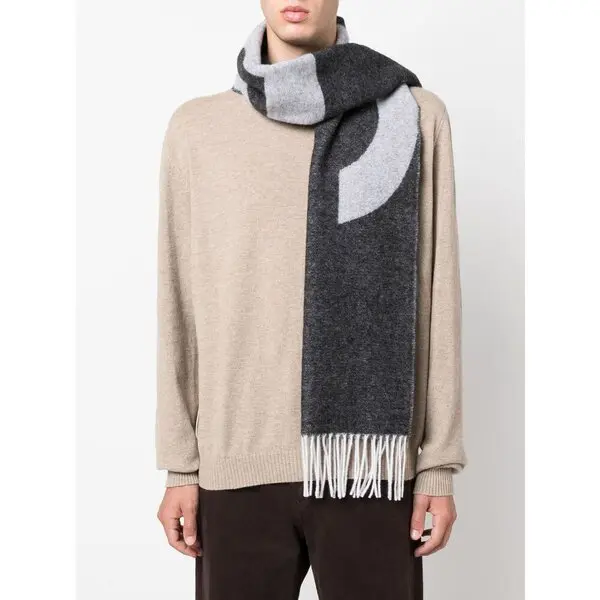 A.p.c. Logo Detailed Fringed Scarf - Black