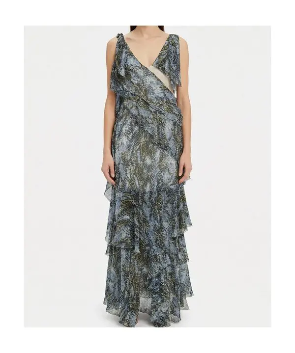 Christopher Esber Unravelled Cut-out Ruffled Maxi Dress