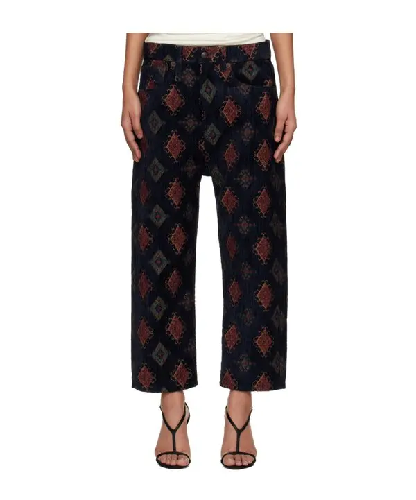 R13 Jacquard Straight-leg Cropped Casual Pants - Black
