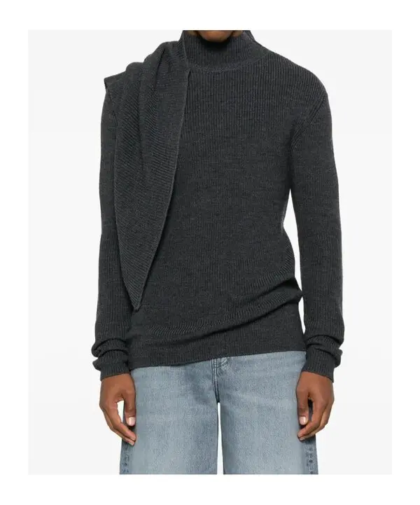 ENTIRE STUDIOS High-neck Asymmetrical Sweater - Ash