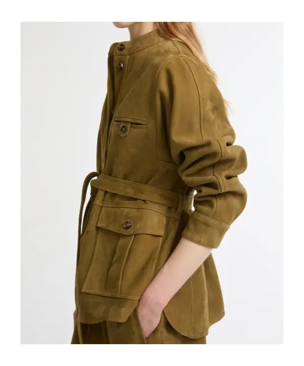 YVES SALOMON Belted Suede Jacket - Cigale