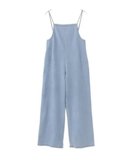 BASERANGE Square Neck Backless Jumpsuit - Light Blue