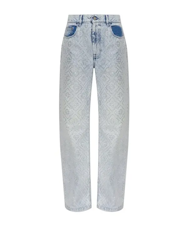 Casablanca Embellished Wide-leg Jeans - Gray