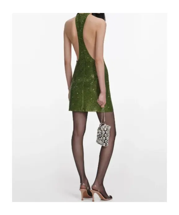 SELF-PORTRAIT Rhinestone Halterneck Mini Dress