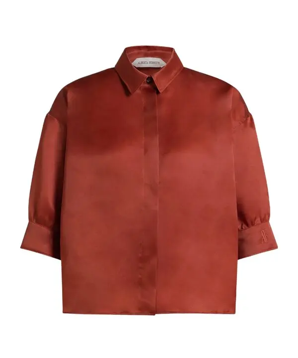 Alberta Ferretti Boxy Short-sleeved Shirt - Red