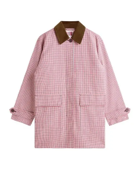 Tommy Hilfiger Water Repellent Checked Oversized 2-in-1 Coat - Pink
