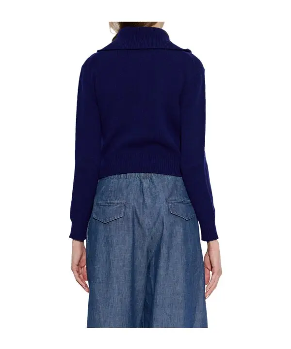 JIL SANDER Zip-up Wide-collar Cardigan - Blue
