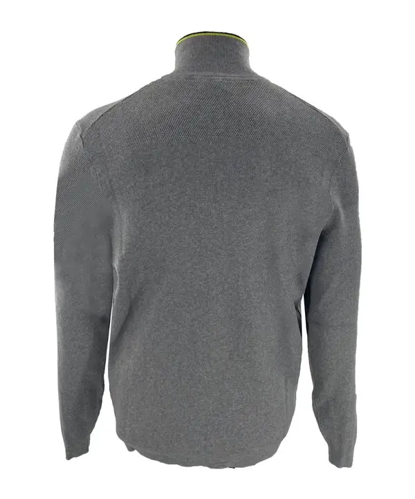 Hugo Boss Quarter Zip Sweater With Embroidered Logo - Gray