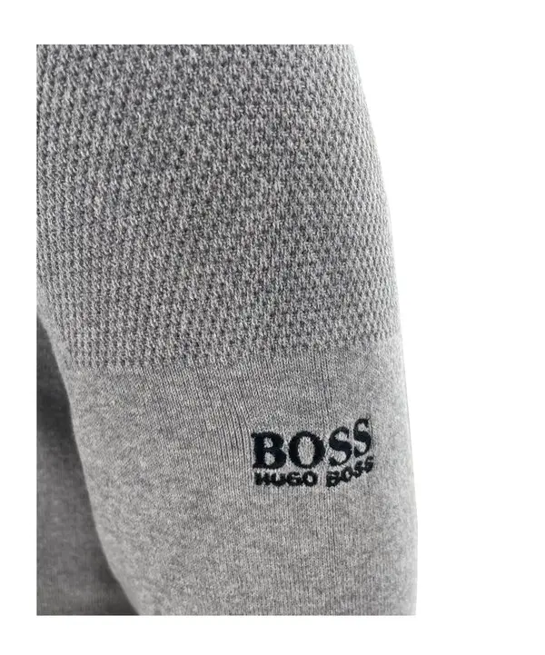 Hugo Boss Quarter Zip Sweater With Embroidered Logo - Gray