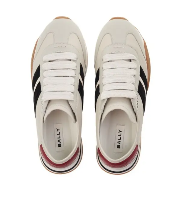 Bally Lace-up Round Toe Sneakers With Designer Logo Detail - White
