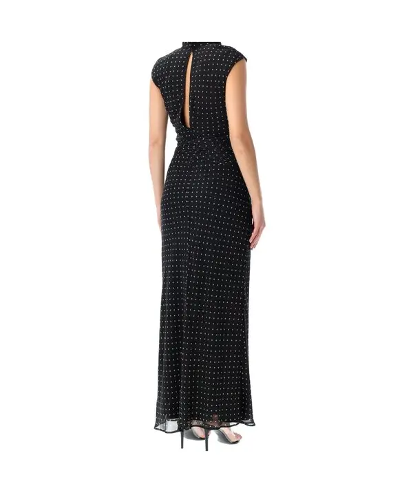 ROTATE BY BIRGER CHRISTENSEN Sleeveless Printed High Neck Maxi Dress With Belt